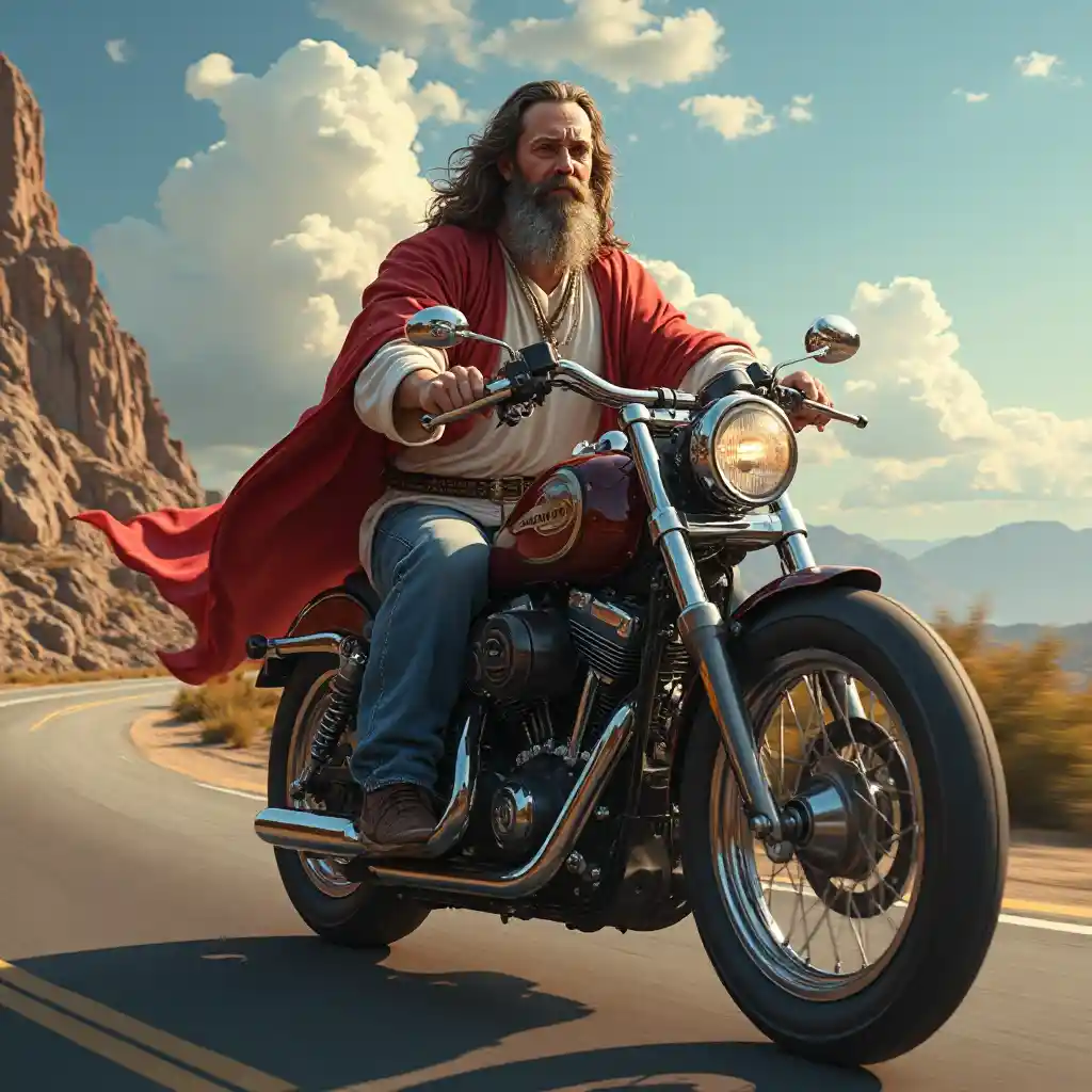 Jesus Christ on Harley Davidson Photo