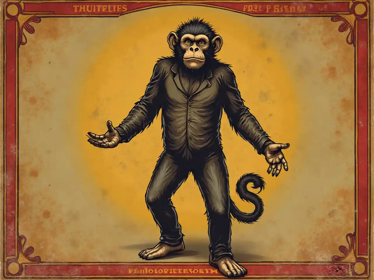 Vintage Circus Sideshow Monkey Poster