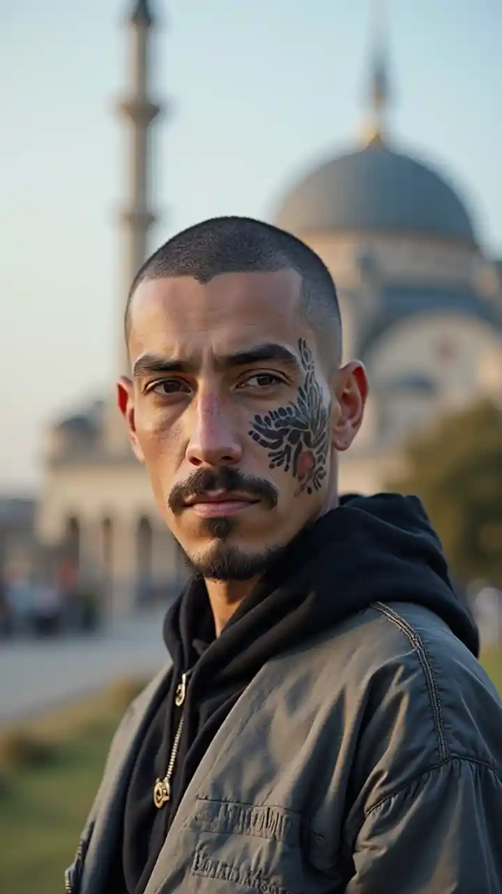 Putih Persia rapper dengan tato wajah