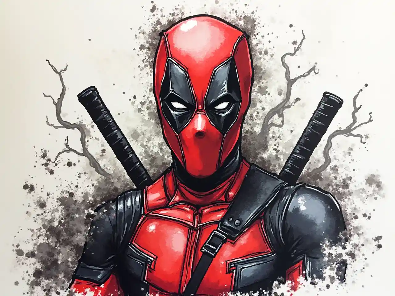 Deadpool Graffiti Black Ink Drawing