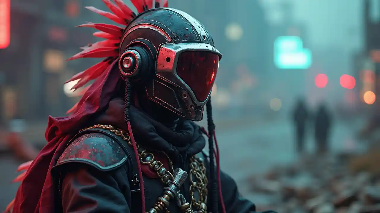 Daft Punk Native American Cyberpunk Art