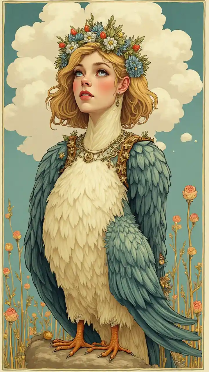 Russian Fairy Tale Bird Girl Illustration