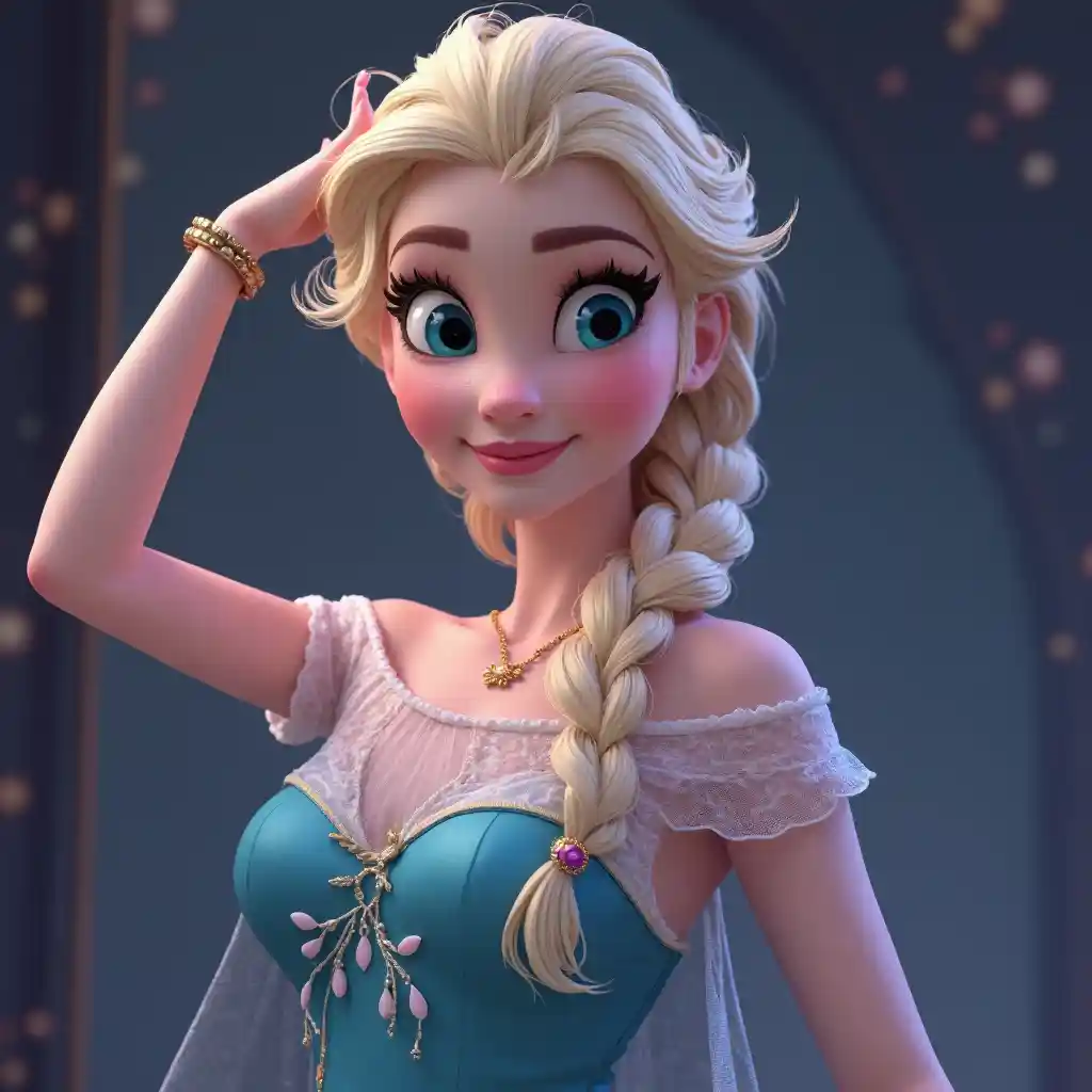 Elsa from Frozen in a Satin Blouse