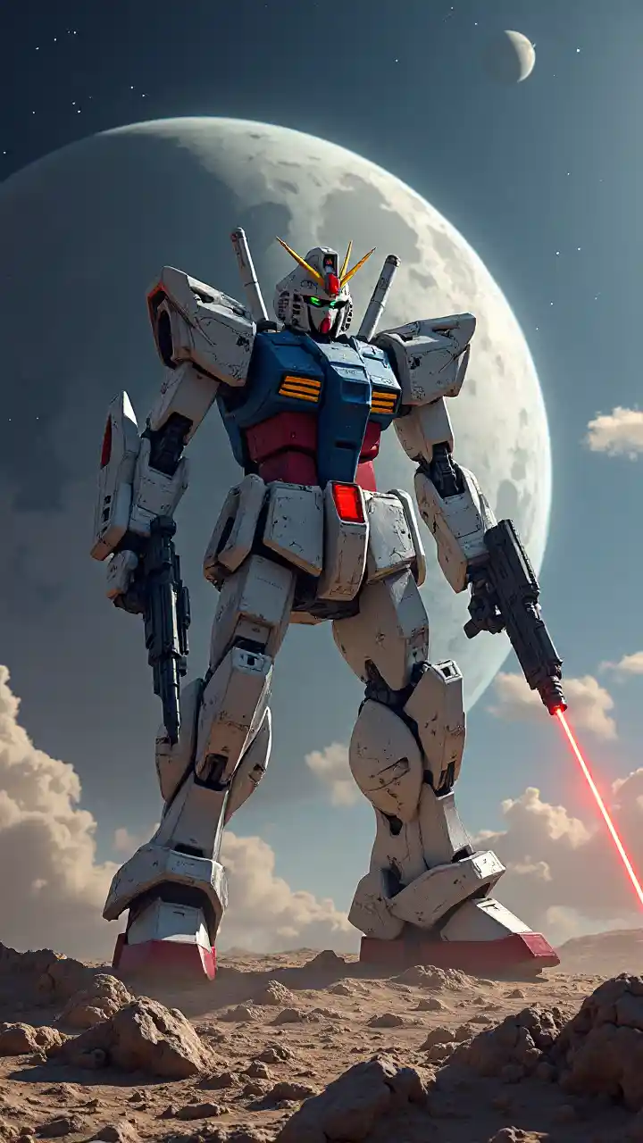 Gundam Model Suit Battle on Saturn's Moon