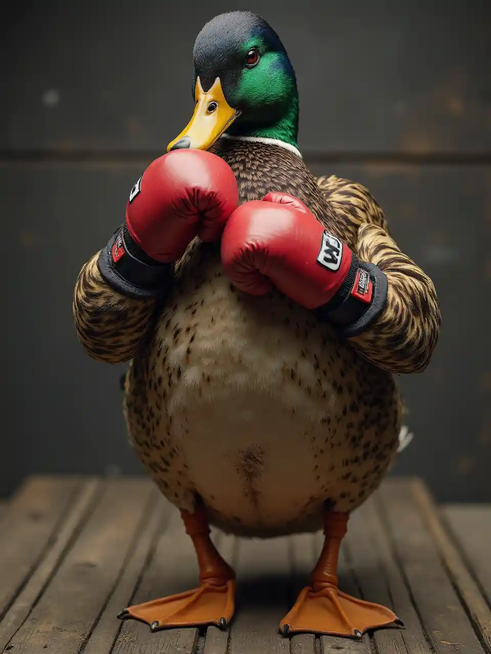 Boxing Mallard Duck in Fighting Pose