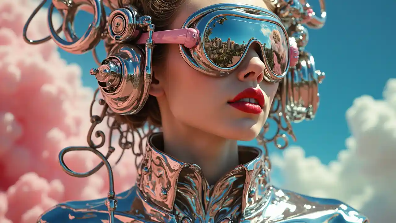 Gear-Punk Stylish Woman in Steel Outfit