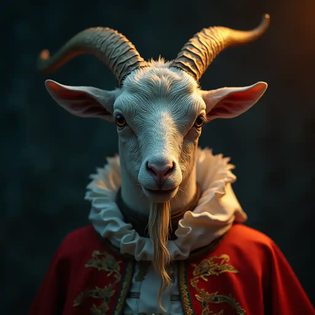 Cyberpunk Goat Pope Portrait with Cinematic Lighting