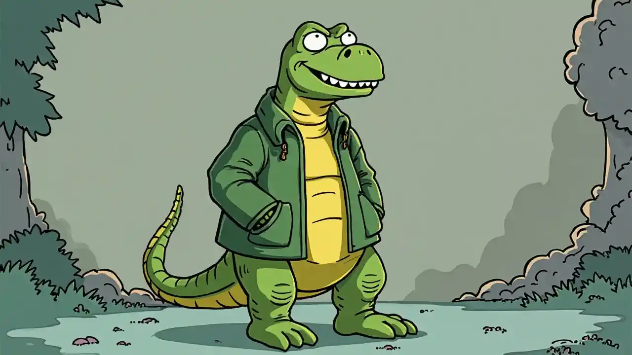 شخصيات Simpsons Comics T @ Rex ترتدي سترة خضراء