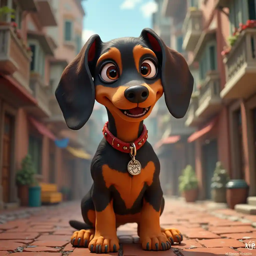 Harlekin Dachshund Disney Pixar Poster Lajos