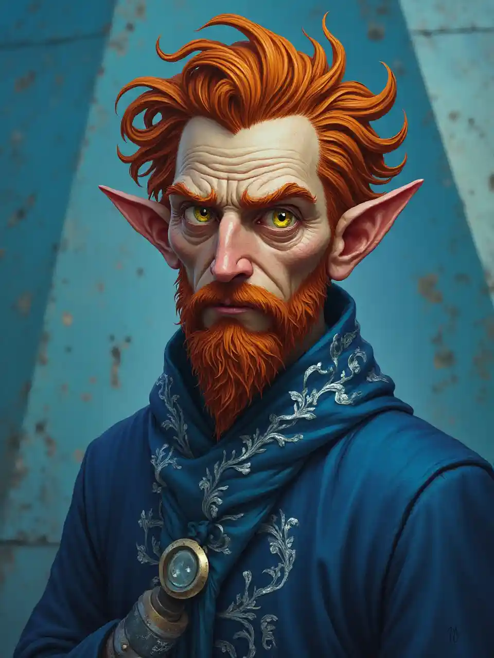 One-Eared Wizard with Red Hair and Blue Robe