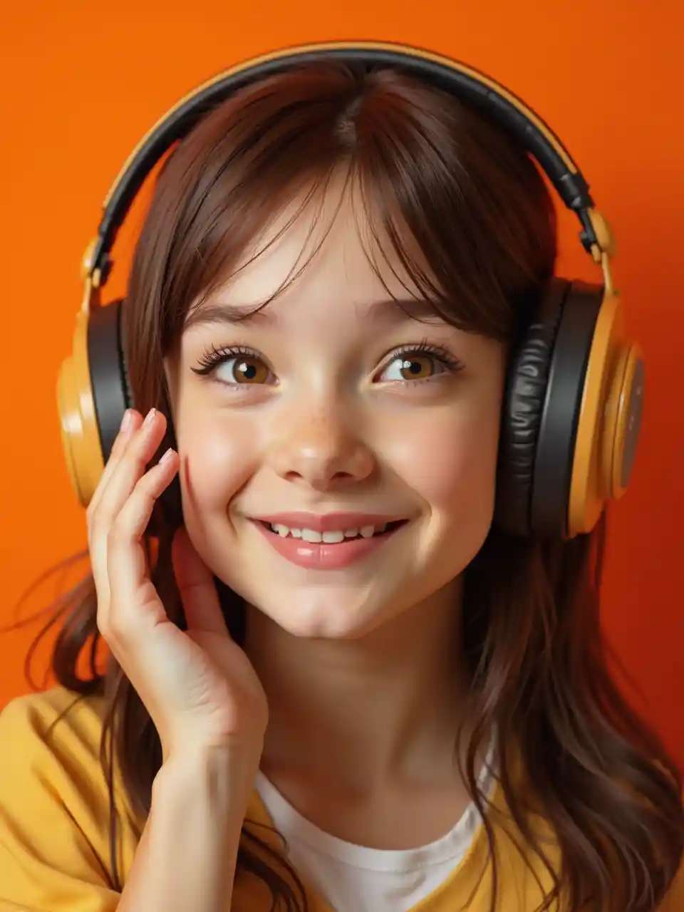 Pretty Girl Listening to Music with Smile