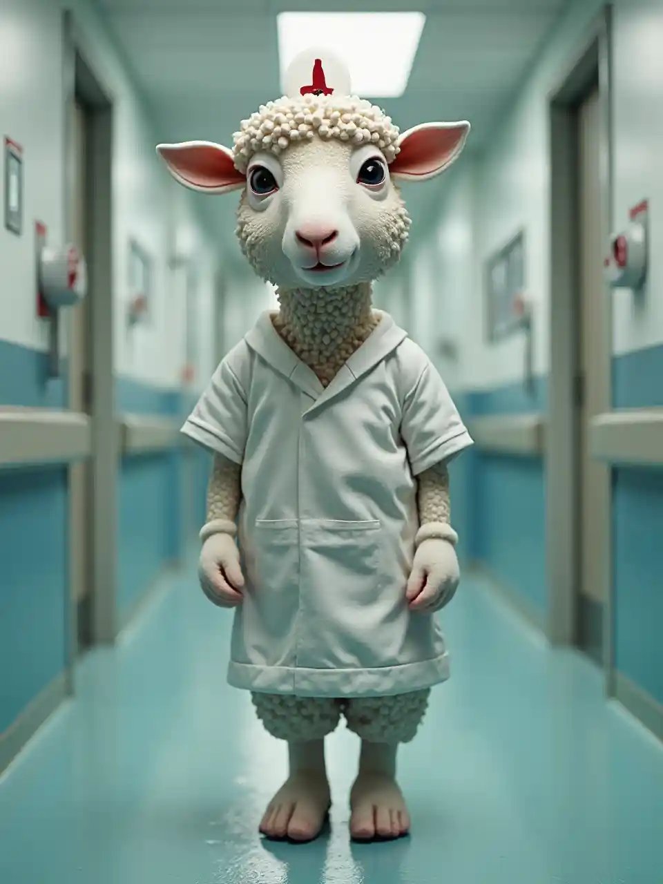 Sheep as Human Nurse in Hospital