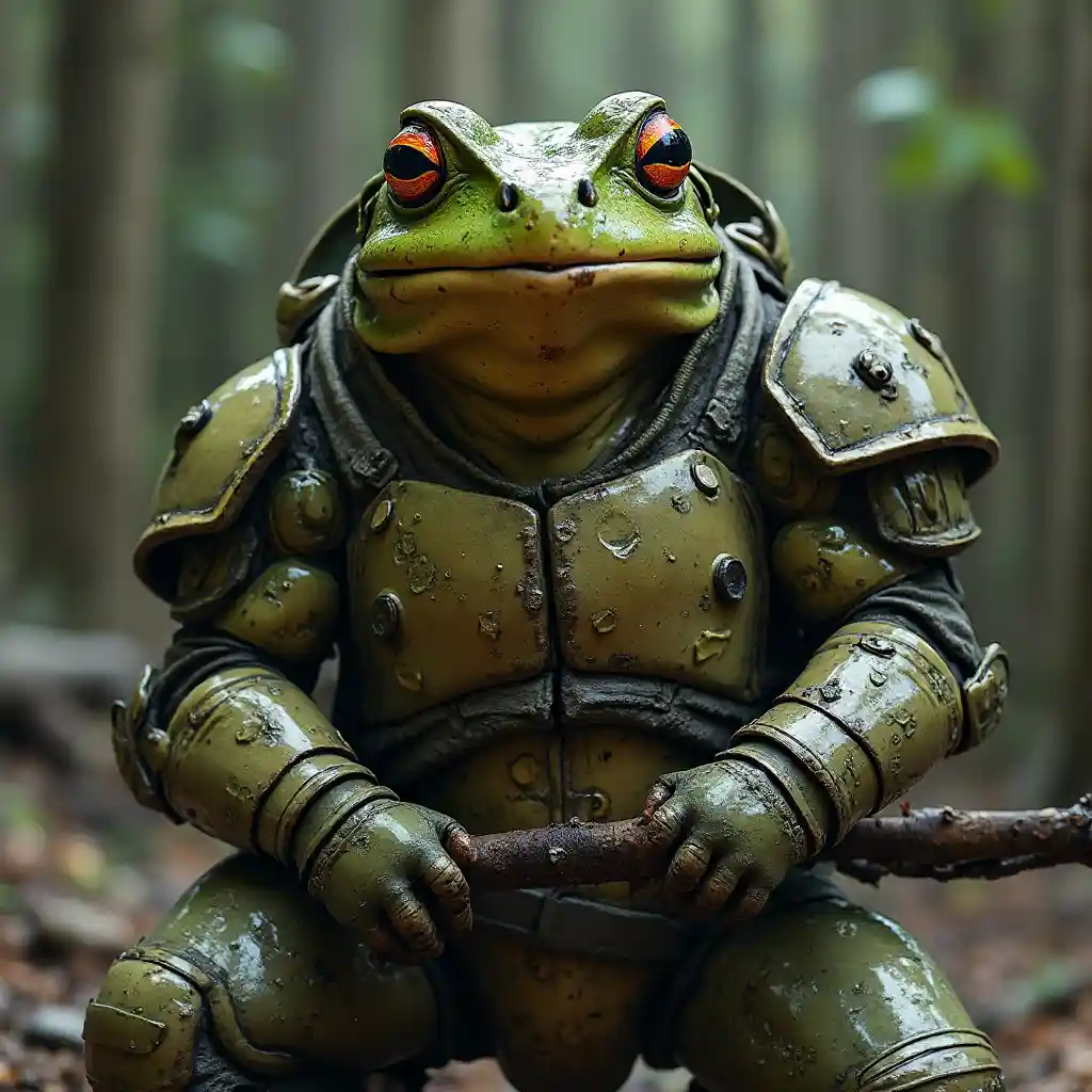 Frog in Doomguy Armor Art