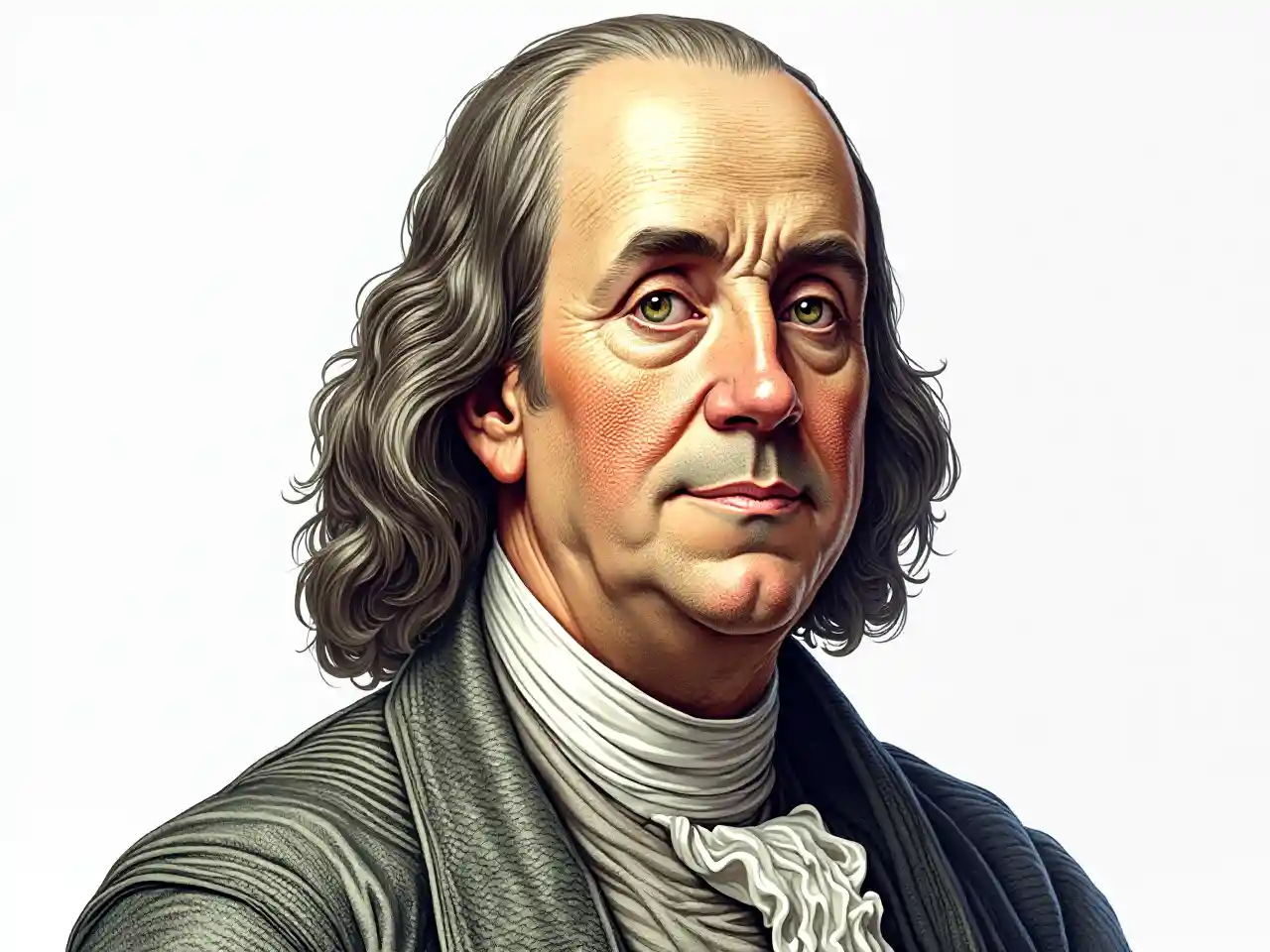 Detailed Half-body Portrait of Benjamin Franklin