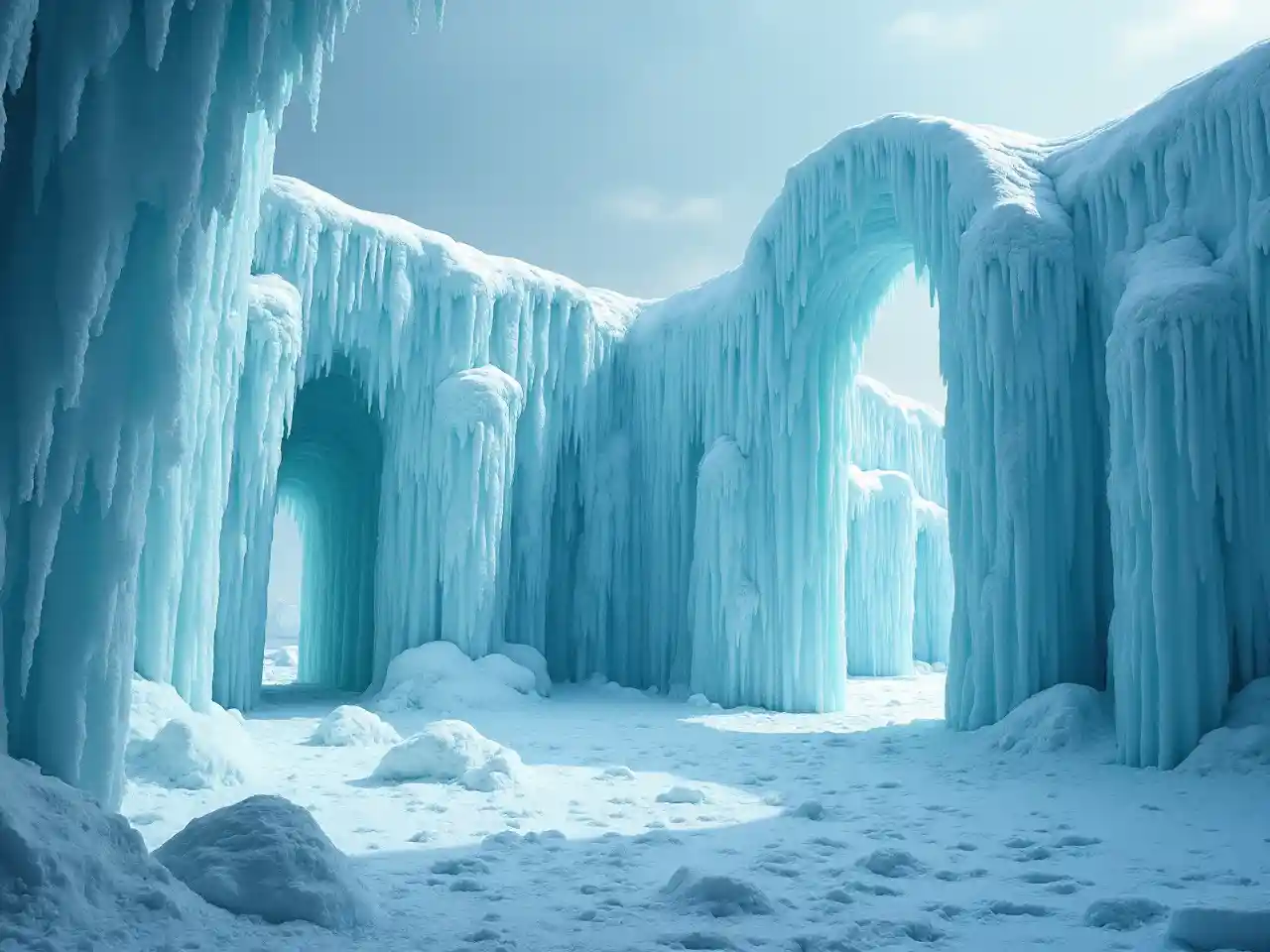 Ice Ruins with Pillars and Walls