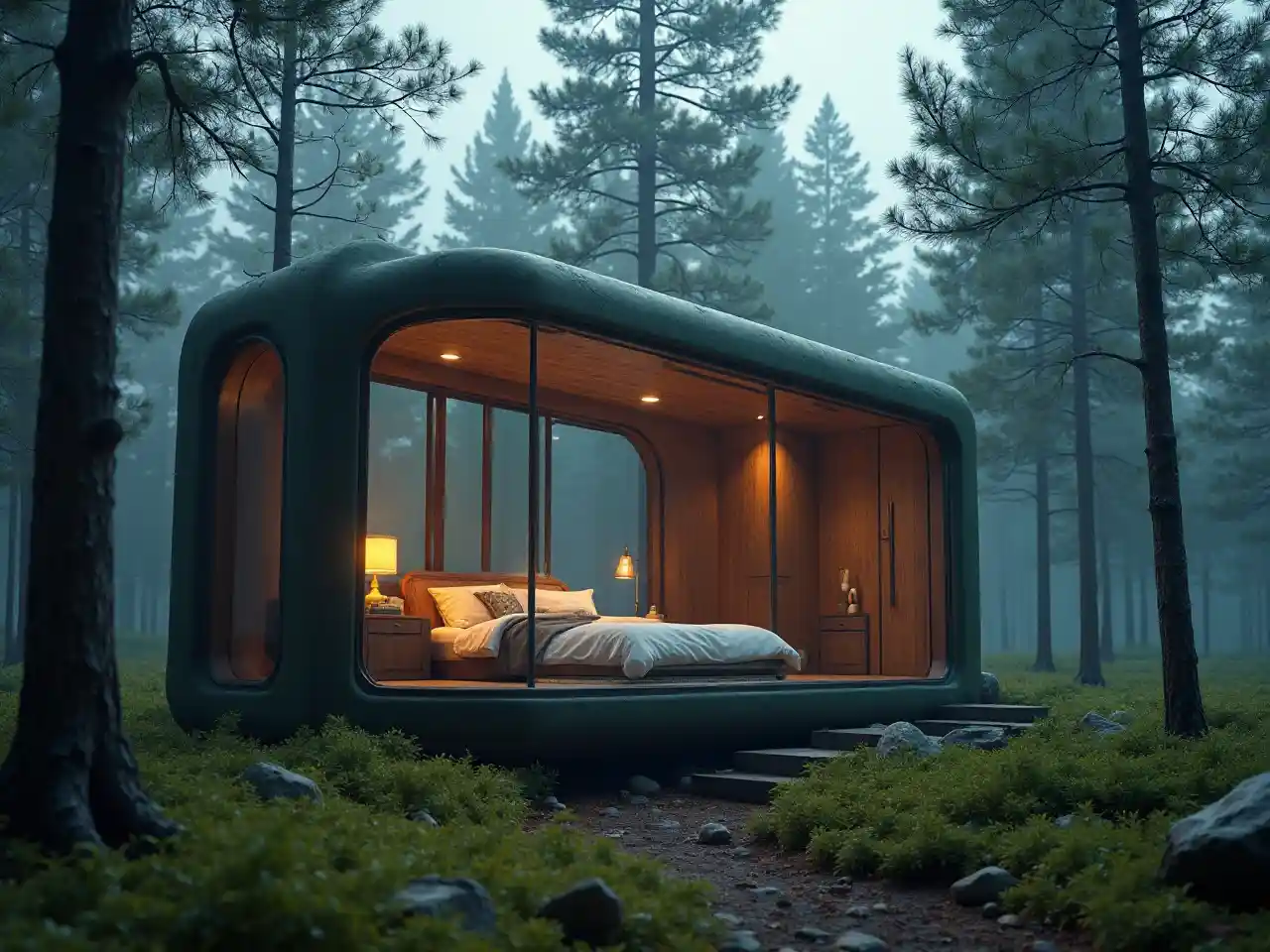 Futuristic Cubical House in Forest