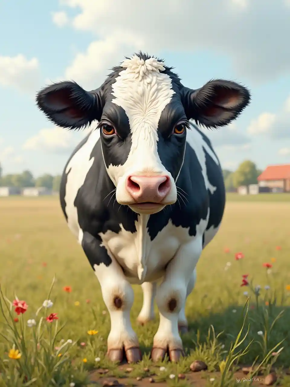 Hyper-Realistic Holstein Cow Drawing