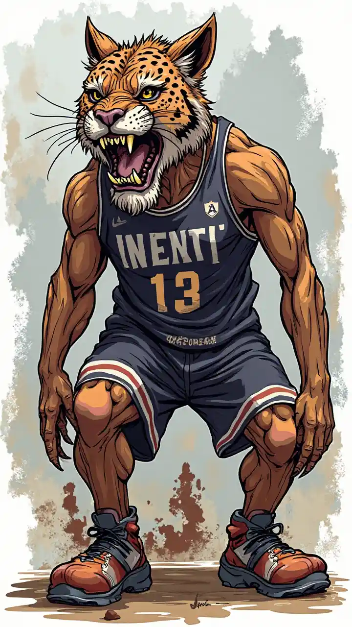 Graffiti Sabertooth Basketball Player Art