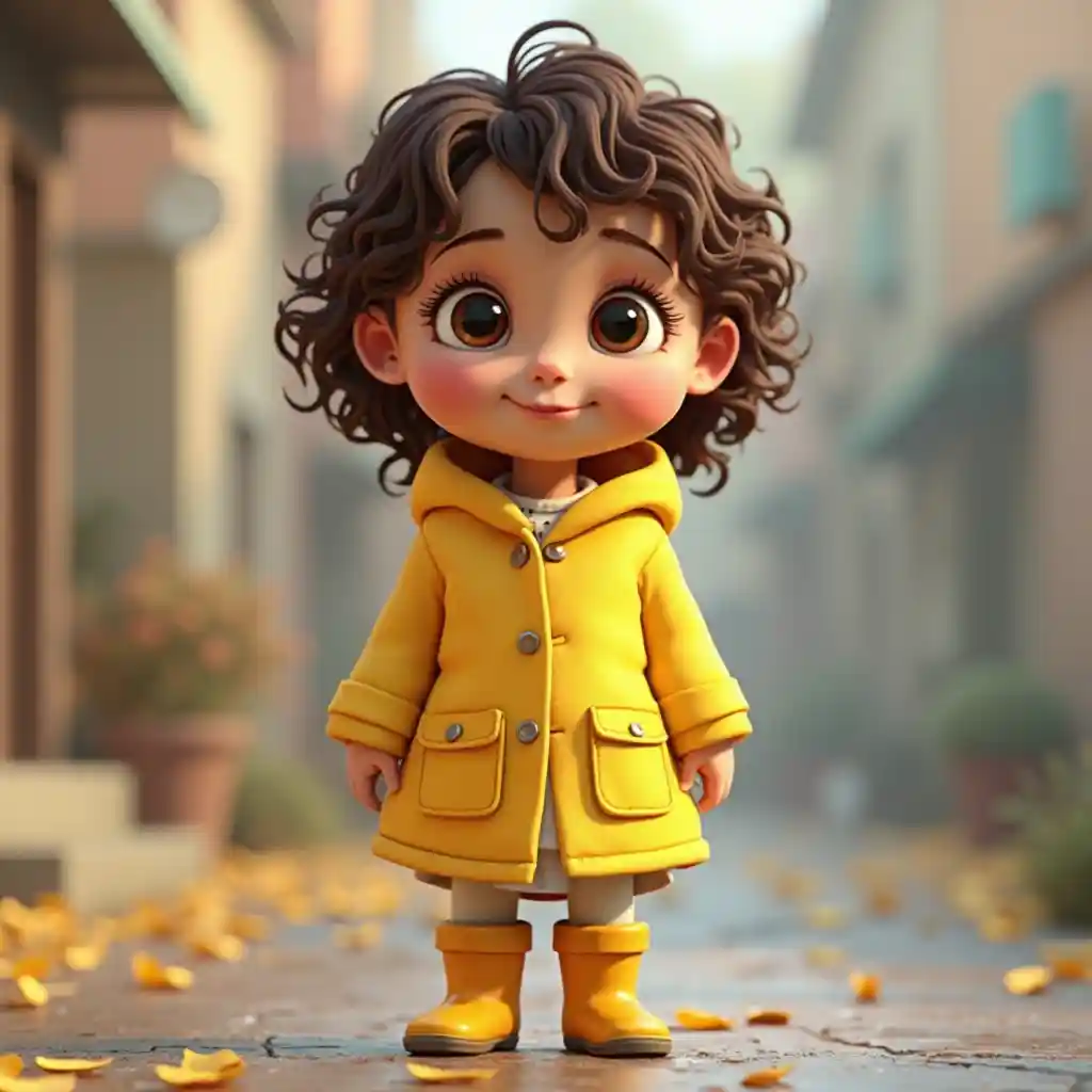 Gadis Disney 3D dengan mata besar dan gaun polkadot