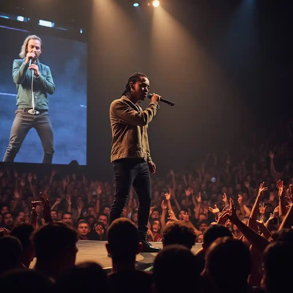 Travis Scott與Hyped Crowd在舞臺上表演