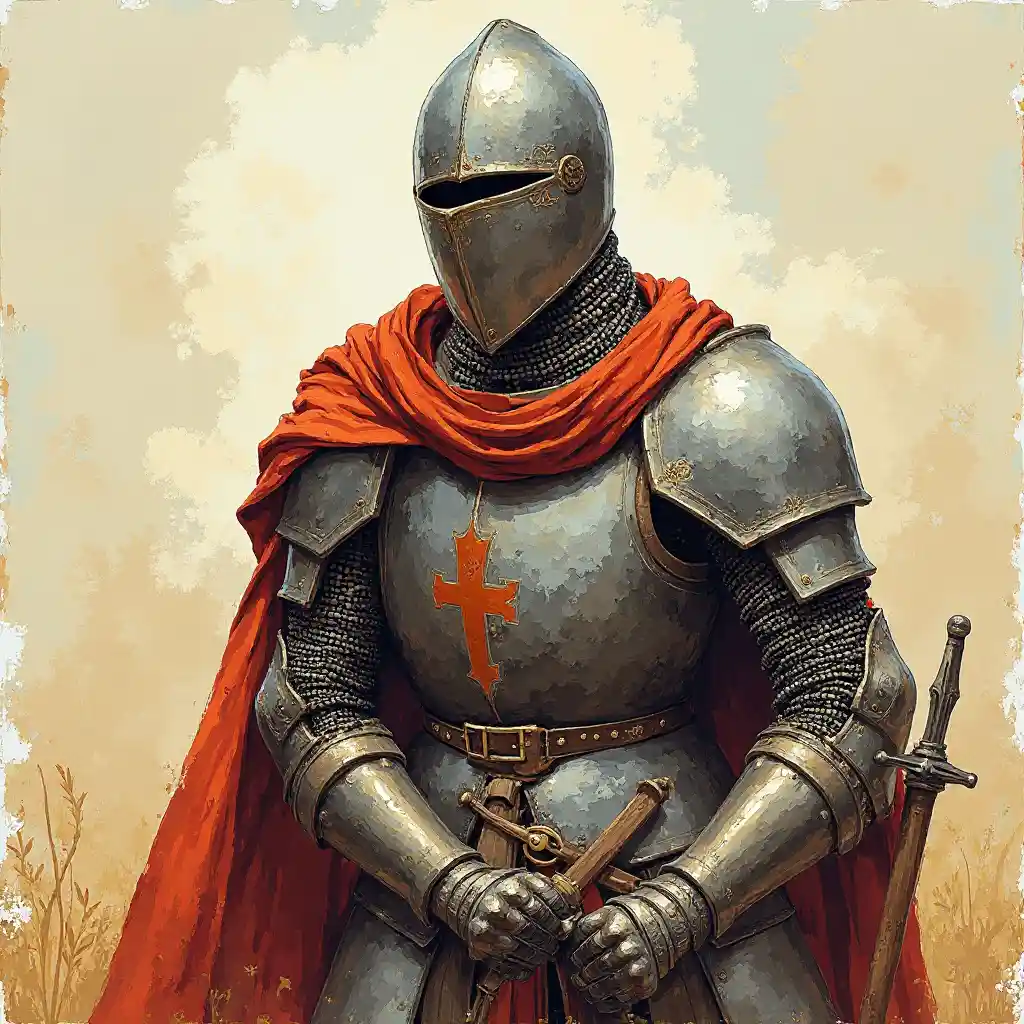 Medieval Knight Painting in Catan Style