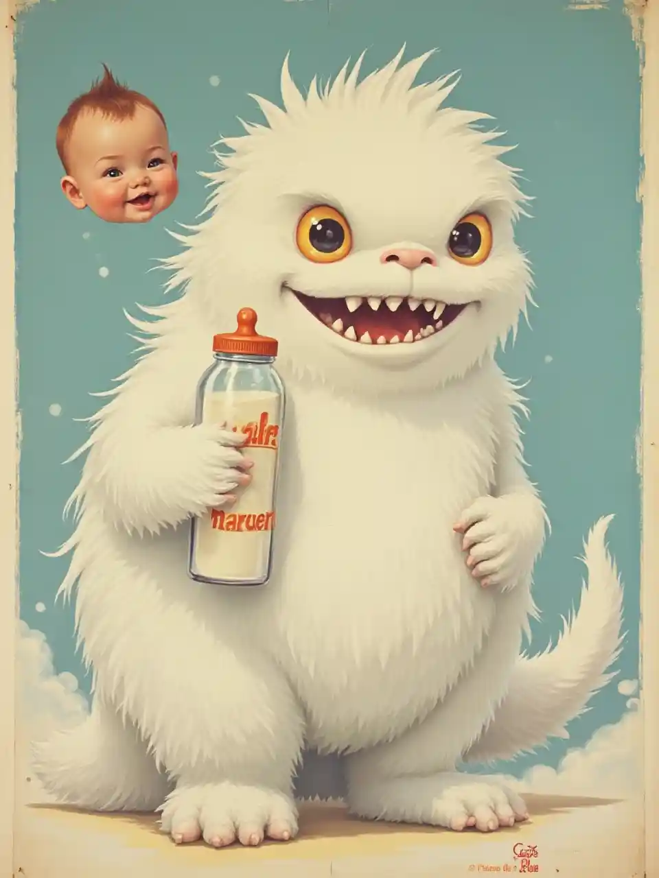 Vintage 1960s Adorable Milk Monster Movie Poster