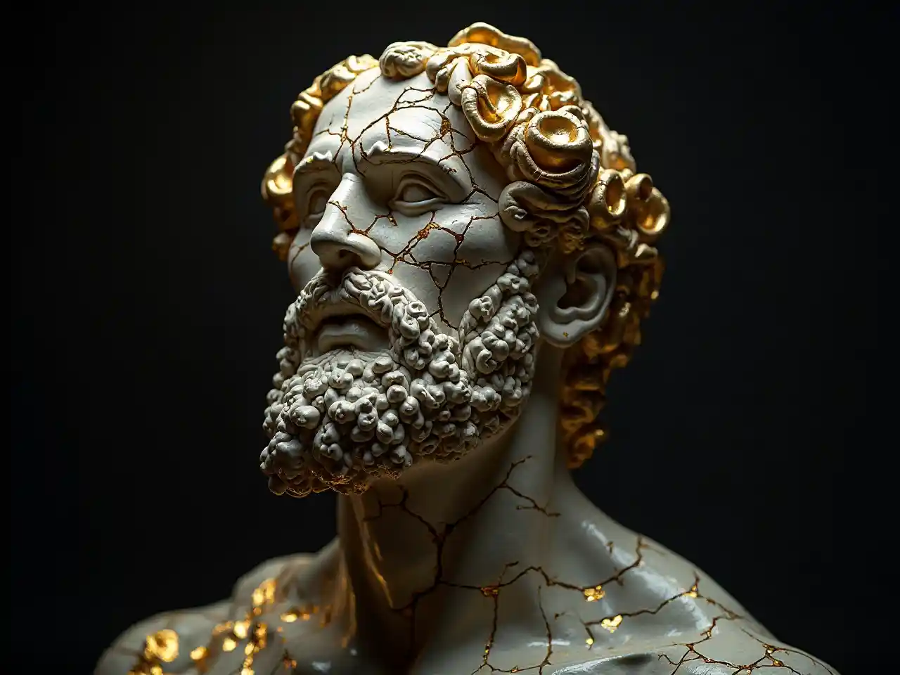 Golden Hercules Diamond Sculpture Head