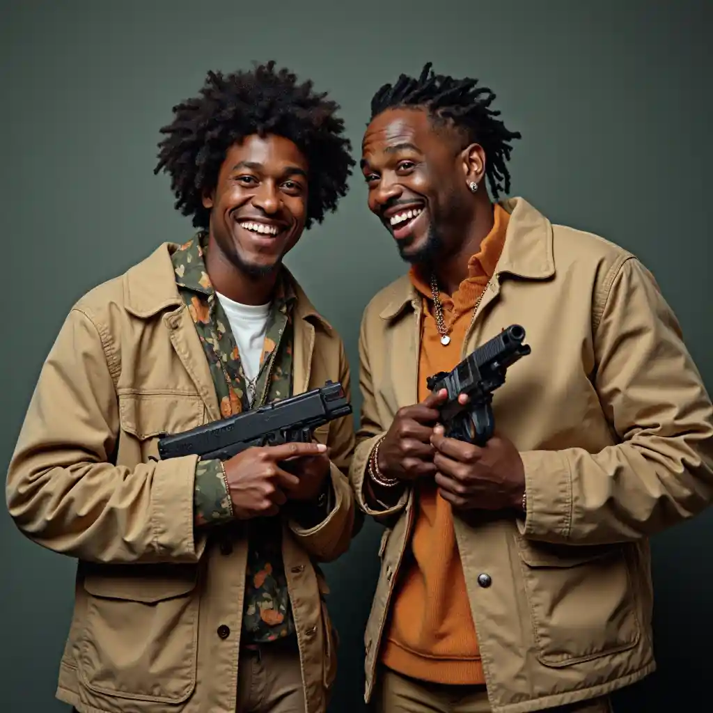 Smiling Together: Kendrick Lamar and Tyler The Creator with Guns