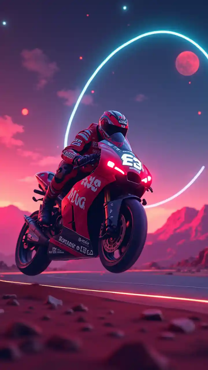The Spectacular MotoGP Race Under Neon Lights in Mars