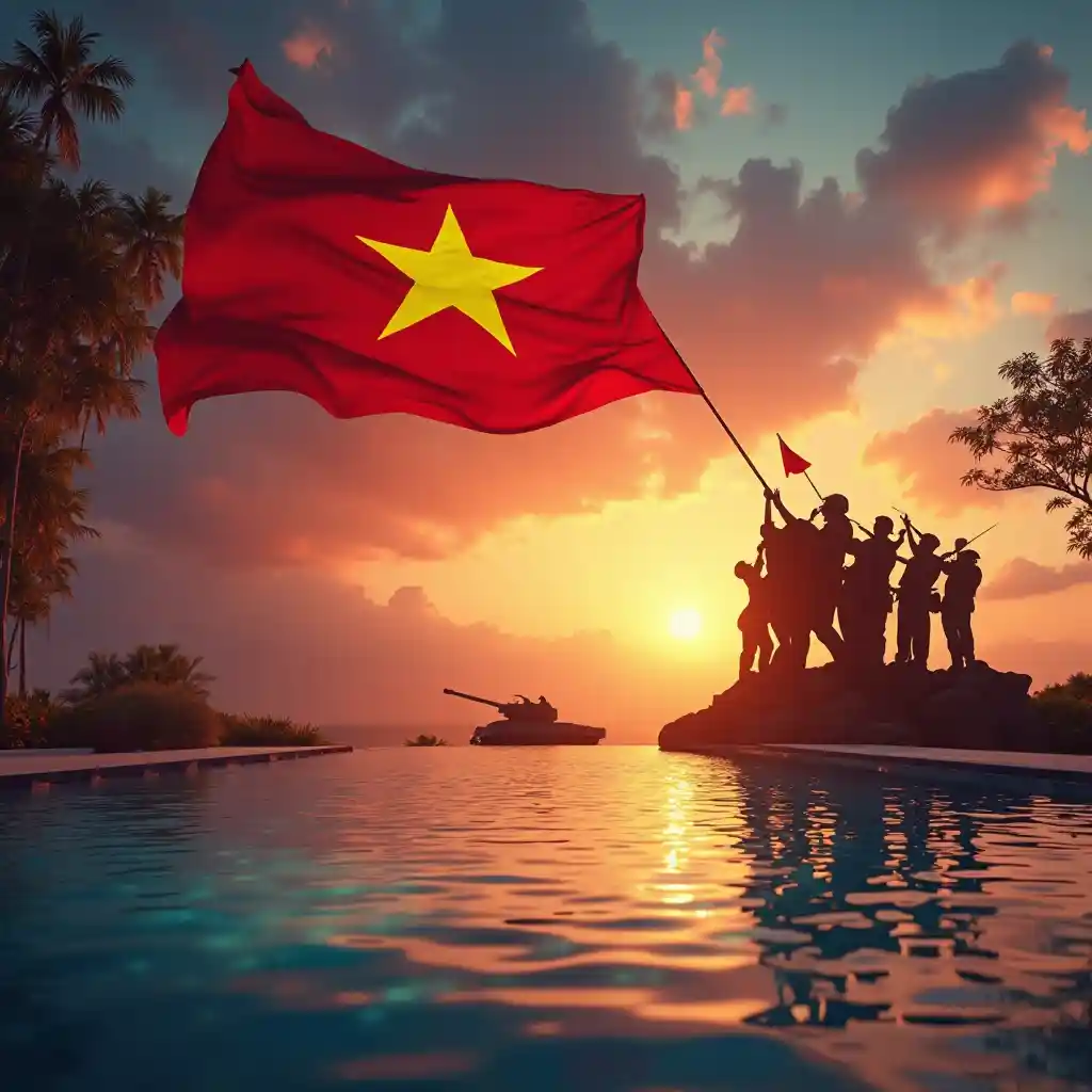 Celebrating Vietnam Reunification Day with Symbols of Victory and Unity