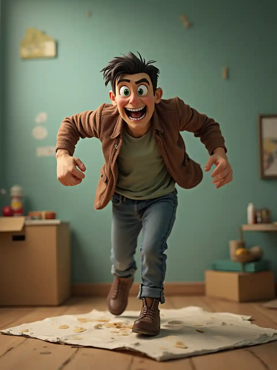 Character Breaks Free and Advances Aggressively Towards Camera