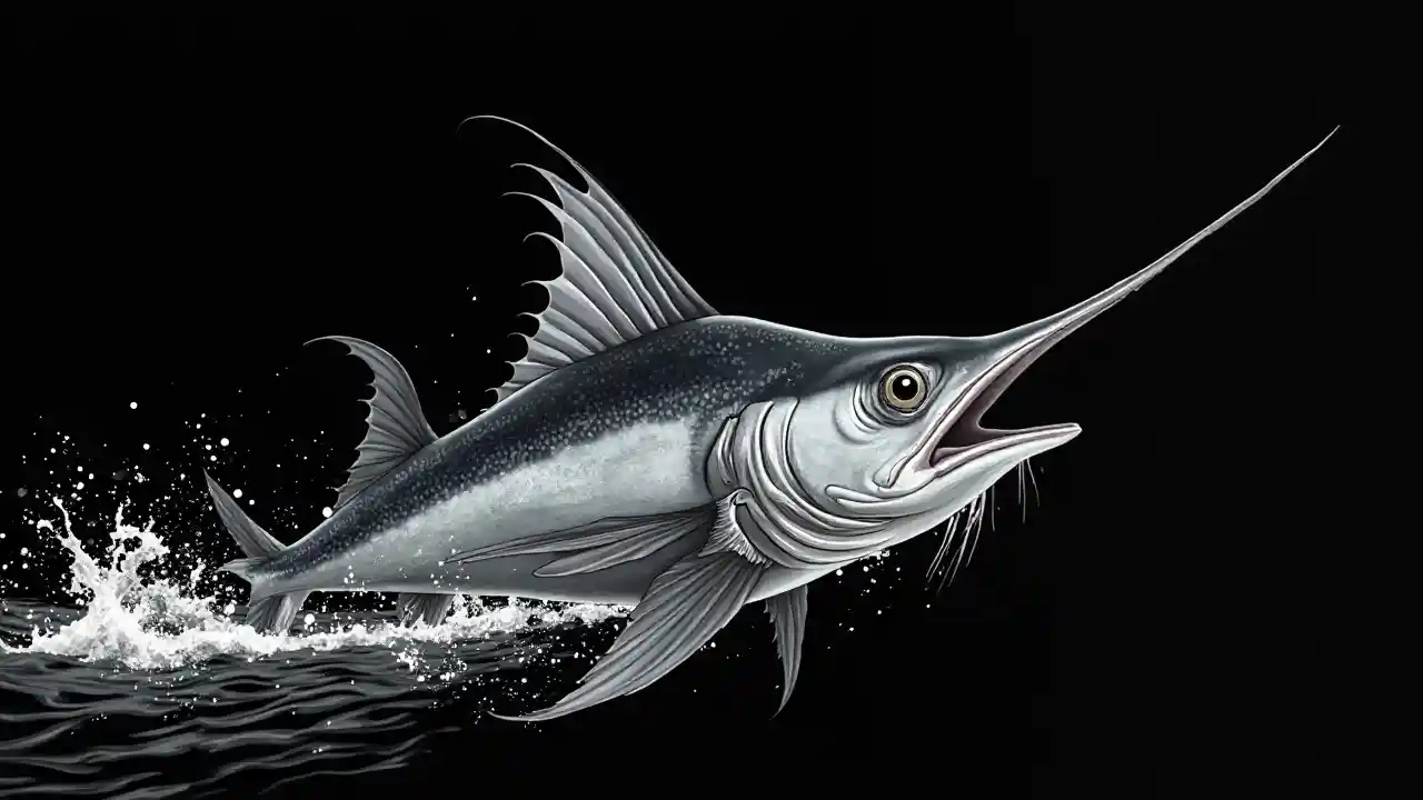 Stunning Black and White Sailfish Image from a Boat