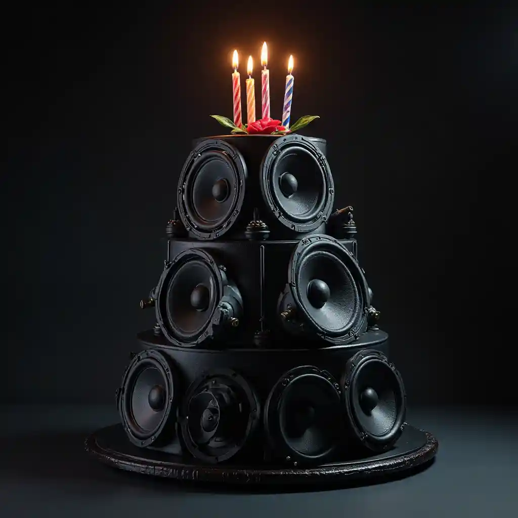 A Unique Birthday Cake Made of Car Speakers and Candles