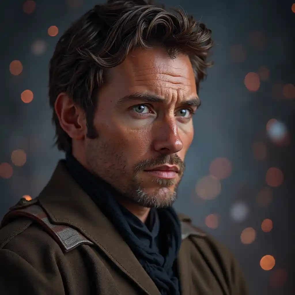 A Civilian Male in the Star Wars Universe with Stars Background