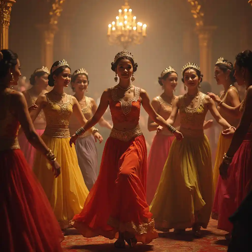 The Enchanting Dance of Seven Dressed Princesses at the Durbar