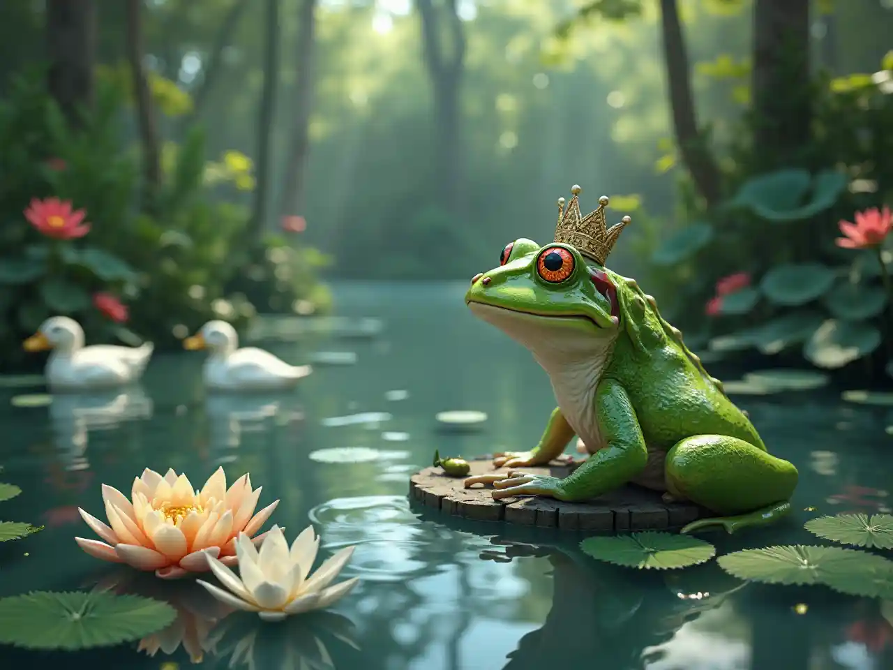 The Enchanting Life of a Queen Frog in Her Pond Palace