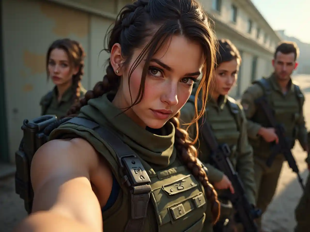 A Beautiful Mercenary Girl Captured in Dramatic Selfie
