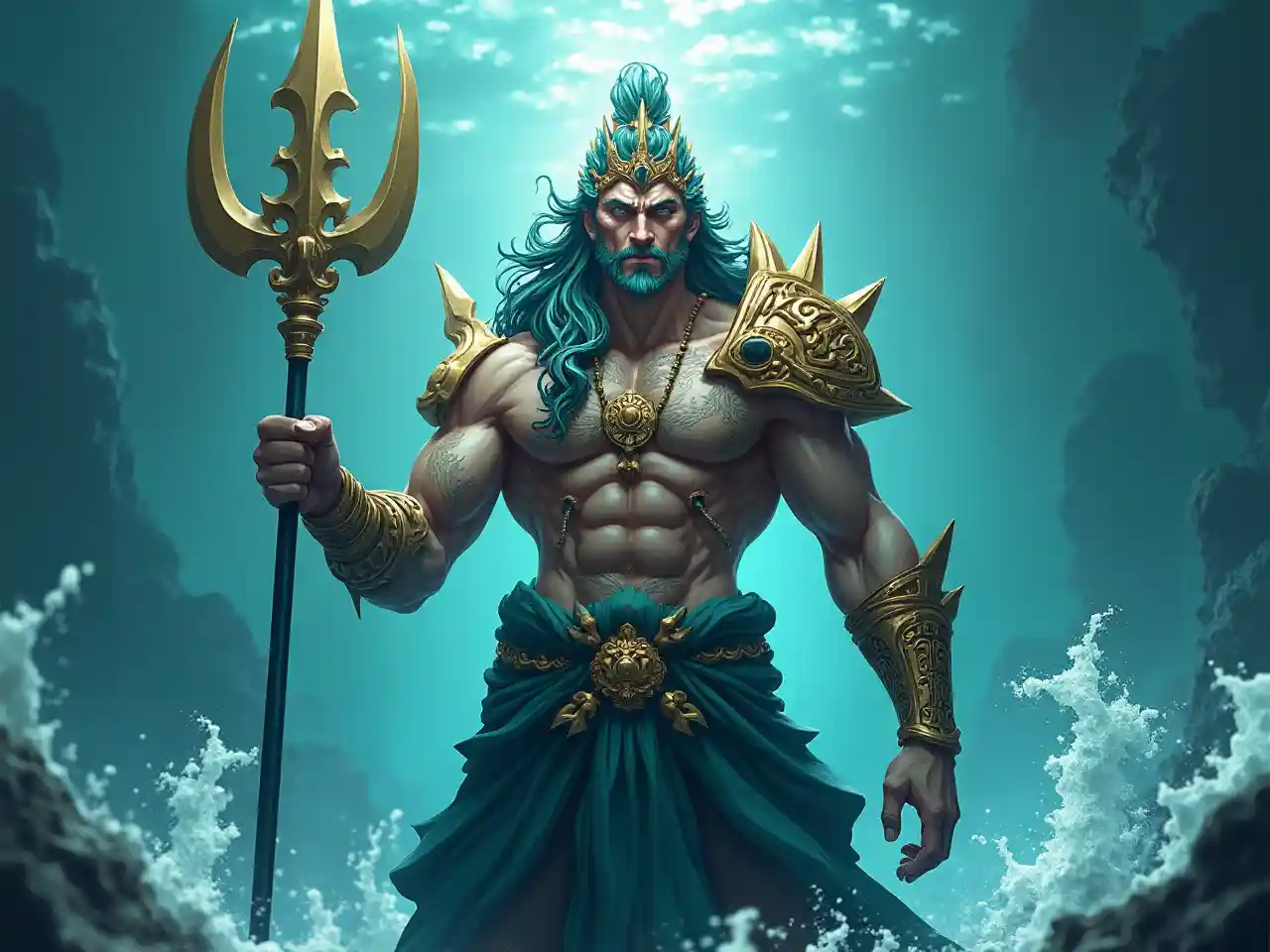 Majestic Poseidon Character with Greek Mythology Influence