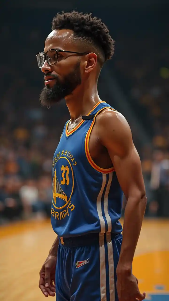 Steph Curry's Unique Body with Malcolm X's Head and Glasses