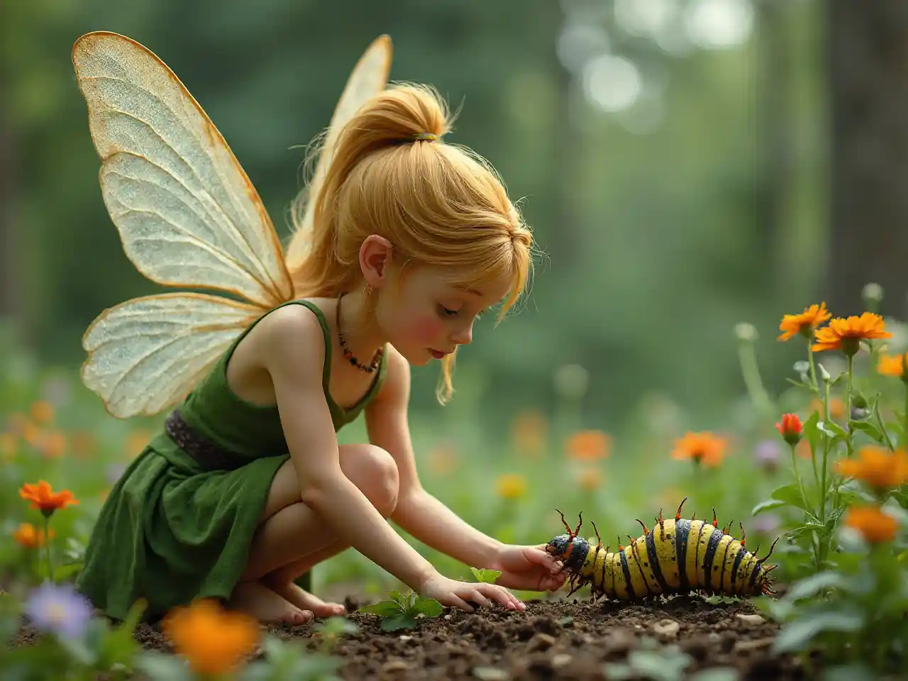 The Enchanting Pixie Maiden in Her Magical Garden