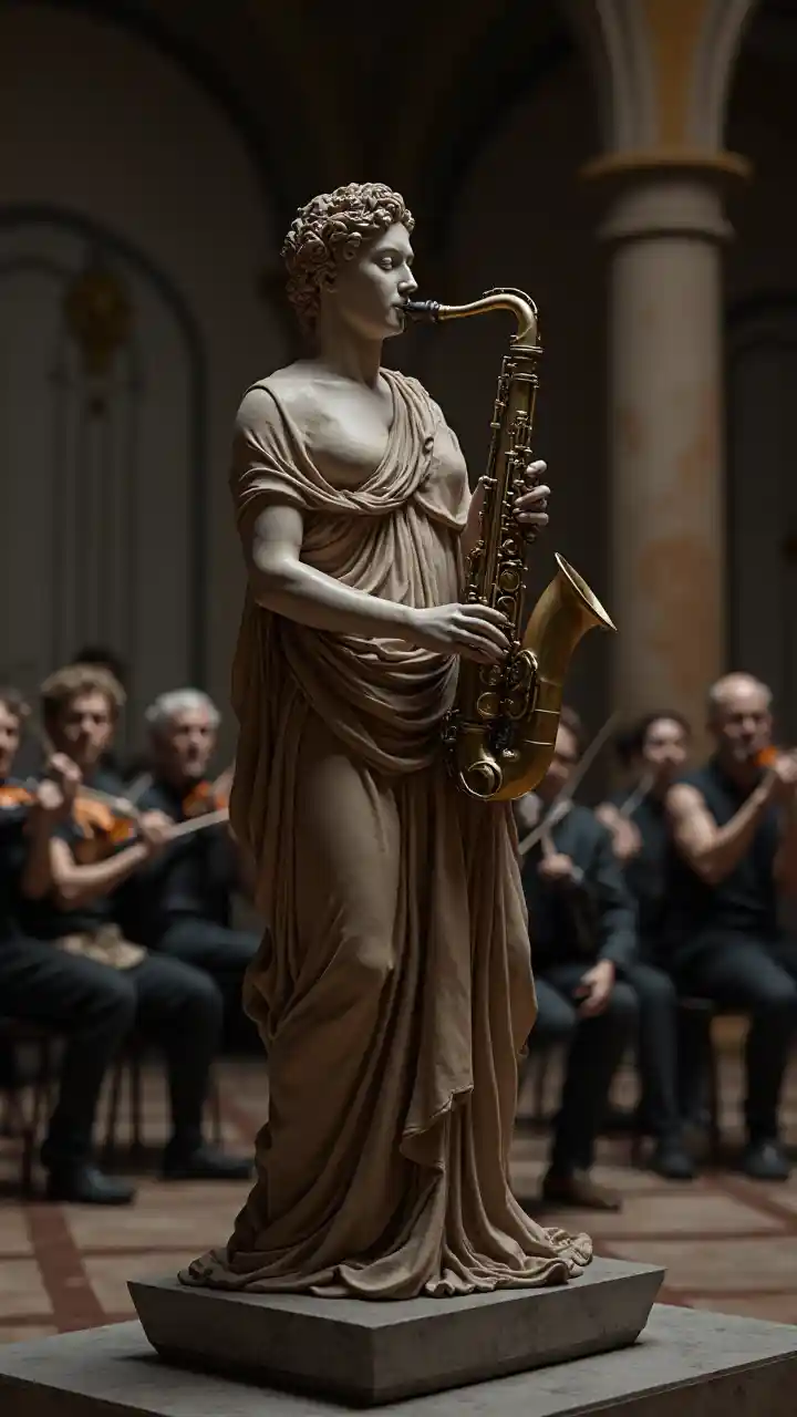 The Saxophone Statue in the Ancient Roman Palace