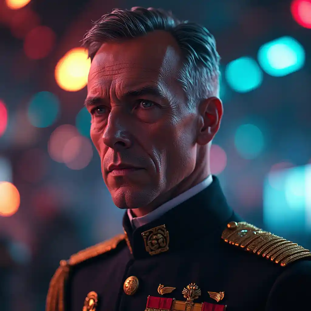 Highly Detailed Anatomical Portrait of a Human Fleet Admiral