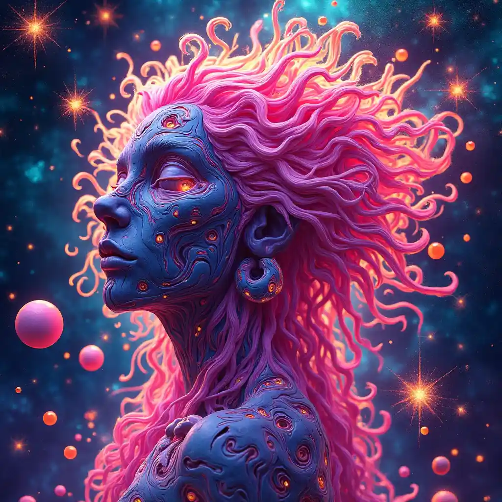 A Surreal Psychedelic Entity Radiating Cosmic Energy and Color
