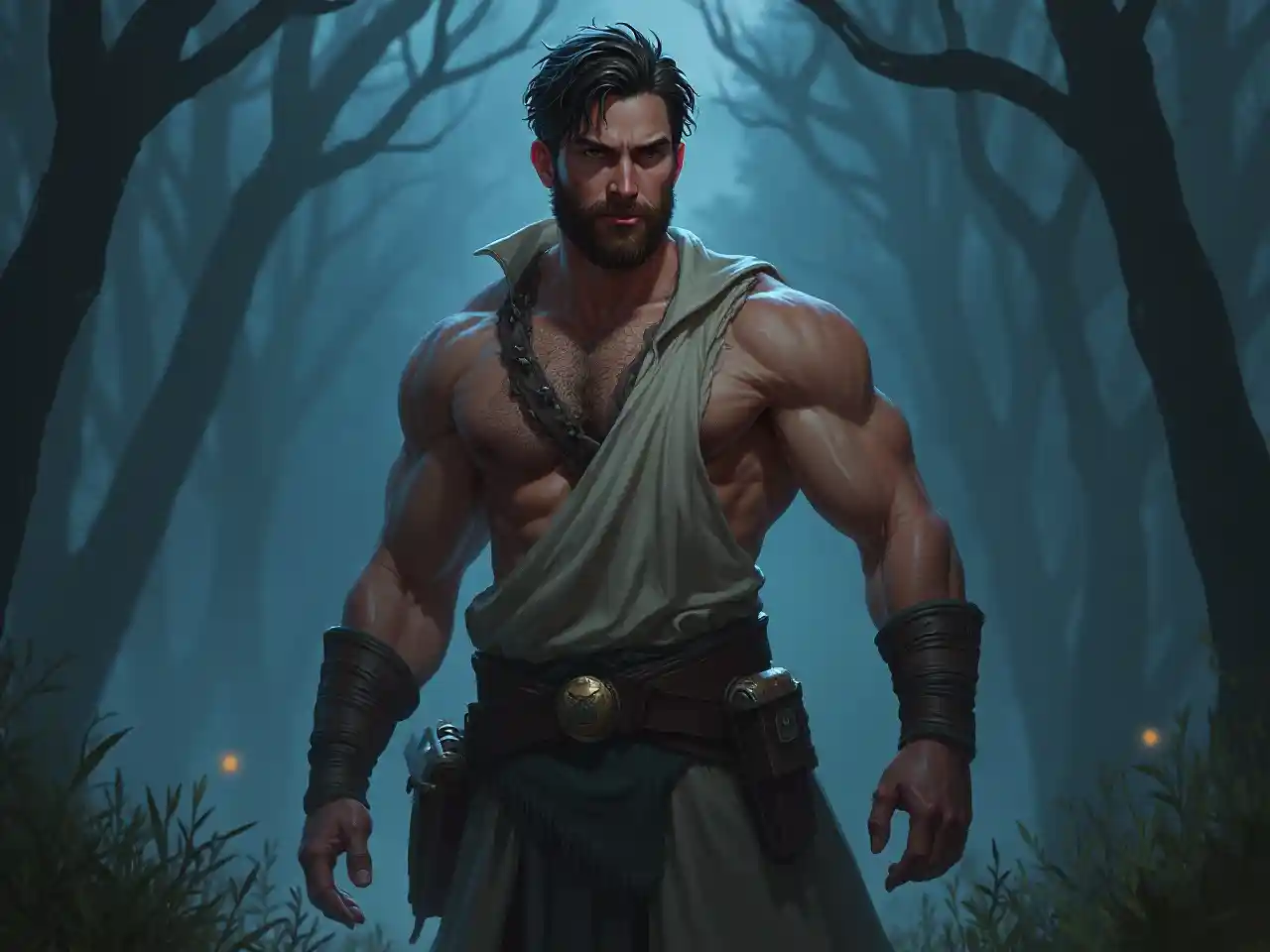 Muscular Male Summoner in Realistic Art Style