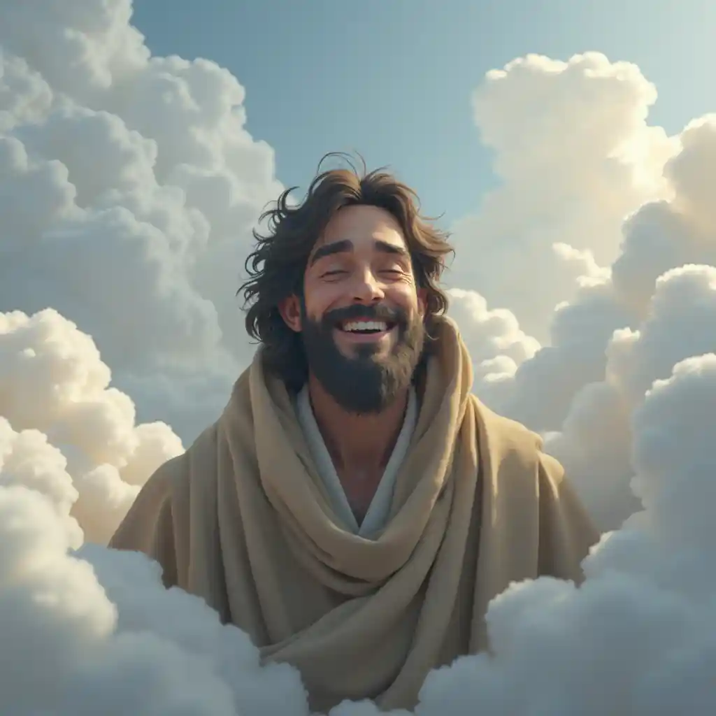 A Still Moment with the God-Like Figure in the Clouds