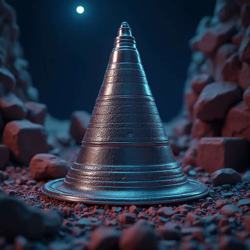 High Contrast Metallic Cone with Abrasive Visuals