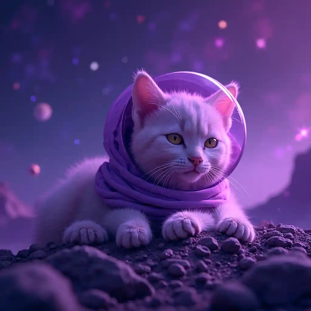 A Cosmic Kitten Beneath a Twinkling Starry Sky