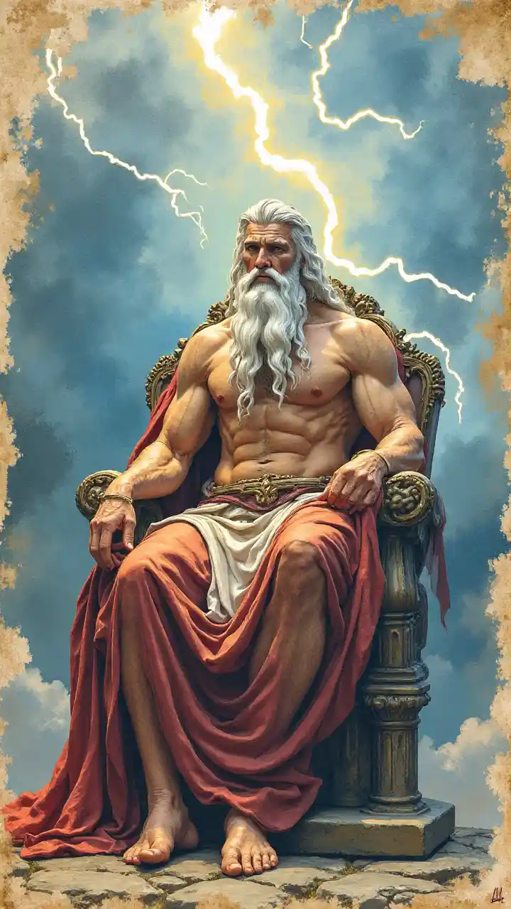 Aesthetic Art of Zeus Surrounded by Lightning