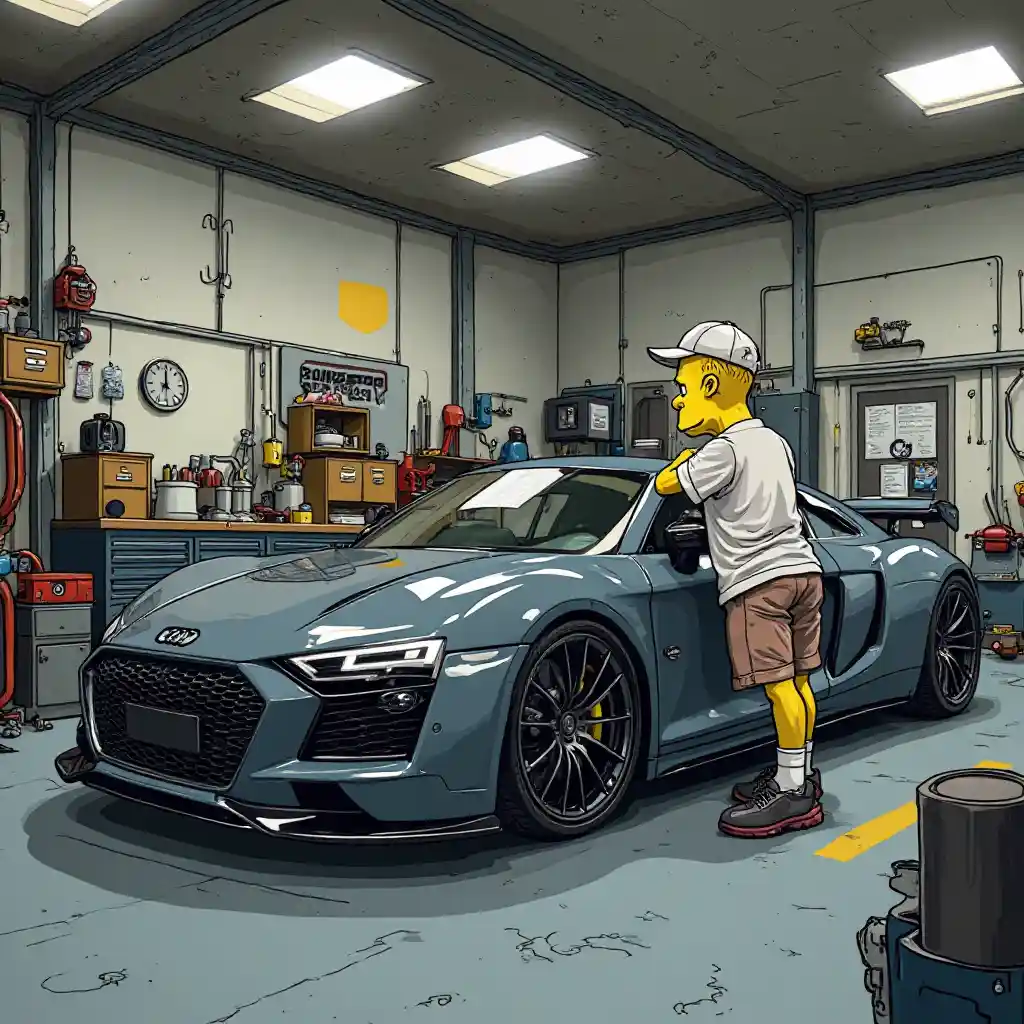 Simpsons' Exciting Garage Project: Modifying an Audi R8
