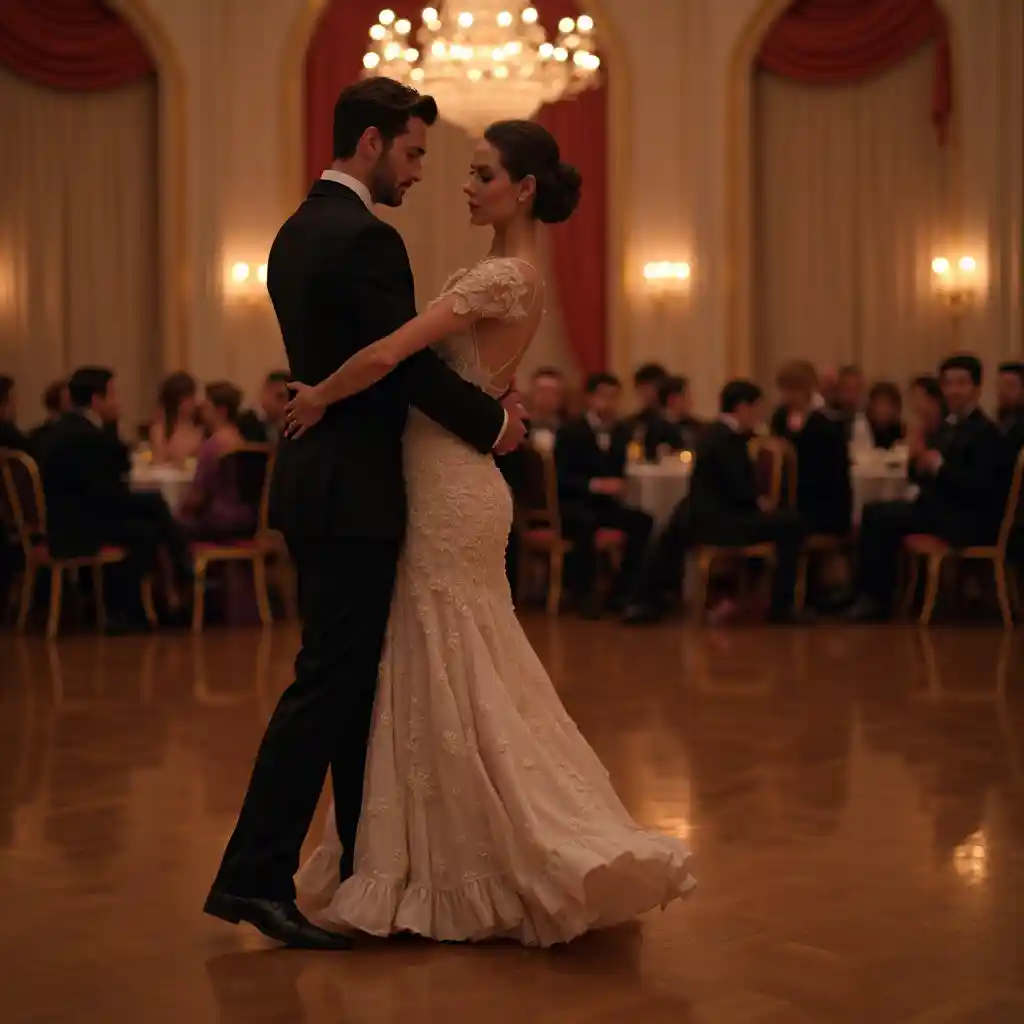 A Beautiful Video of Two Dancing Elegantly in a Ballroom